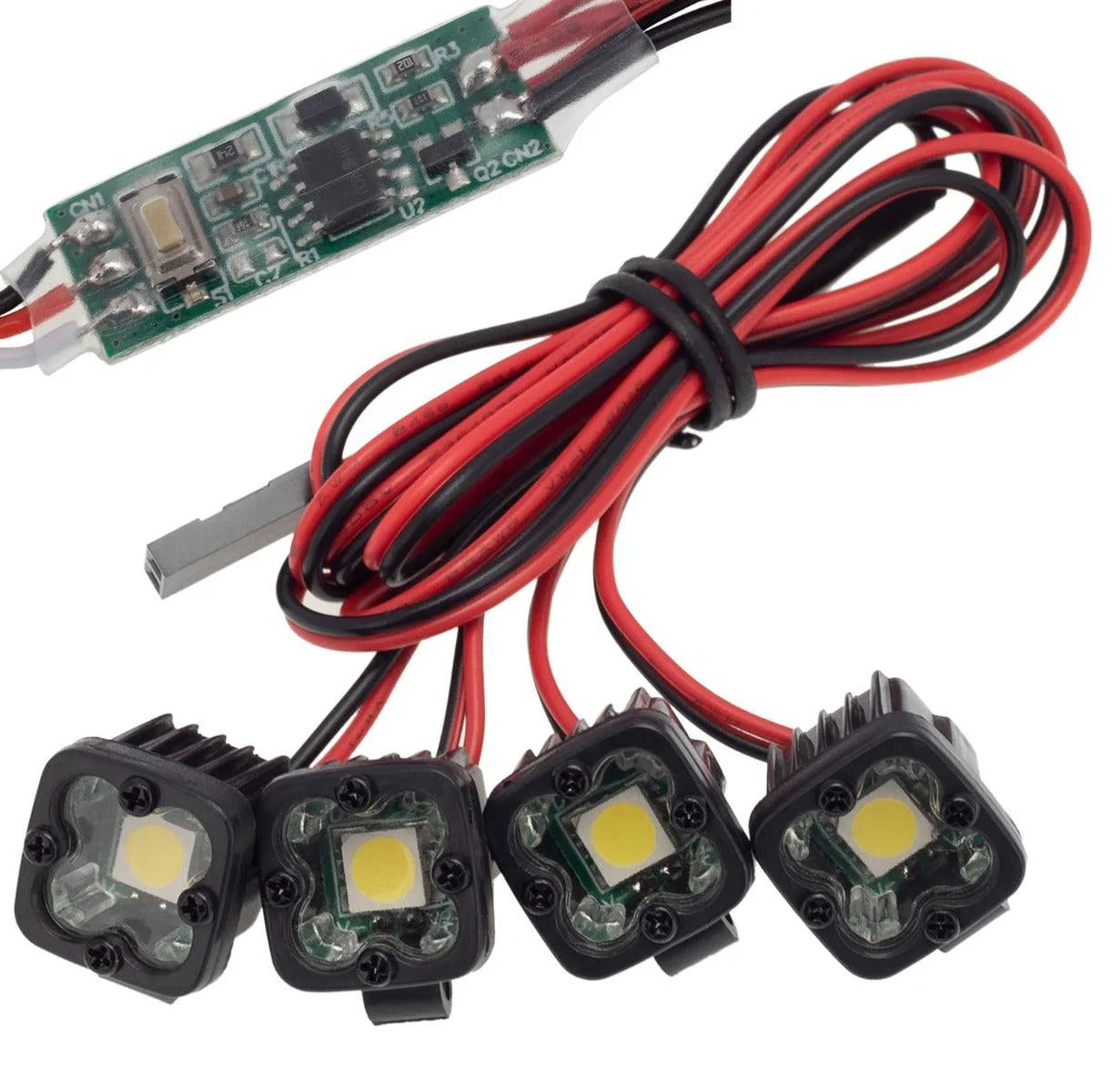 PowerHobby RC 4 LED Lights Headlights Spotlight w/ Controller for 1/10 ...